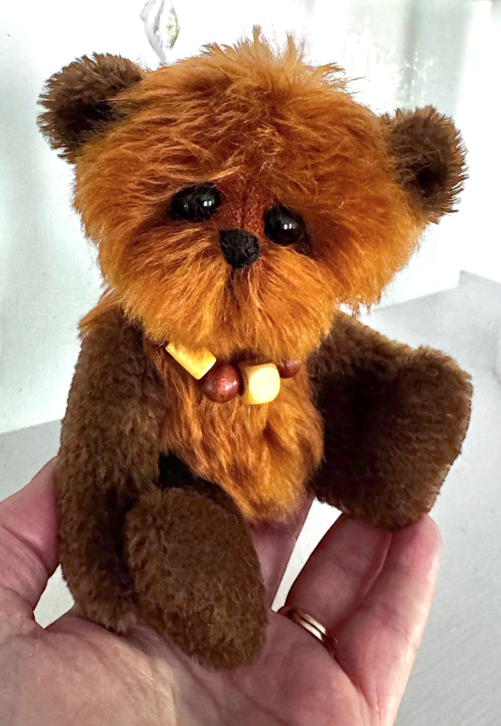 SOLD! Reese – 6 1/2″ Brown and Rust Mohair Teddy Bear